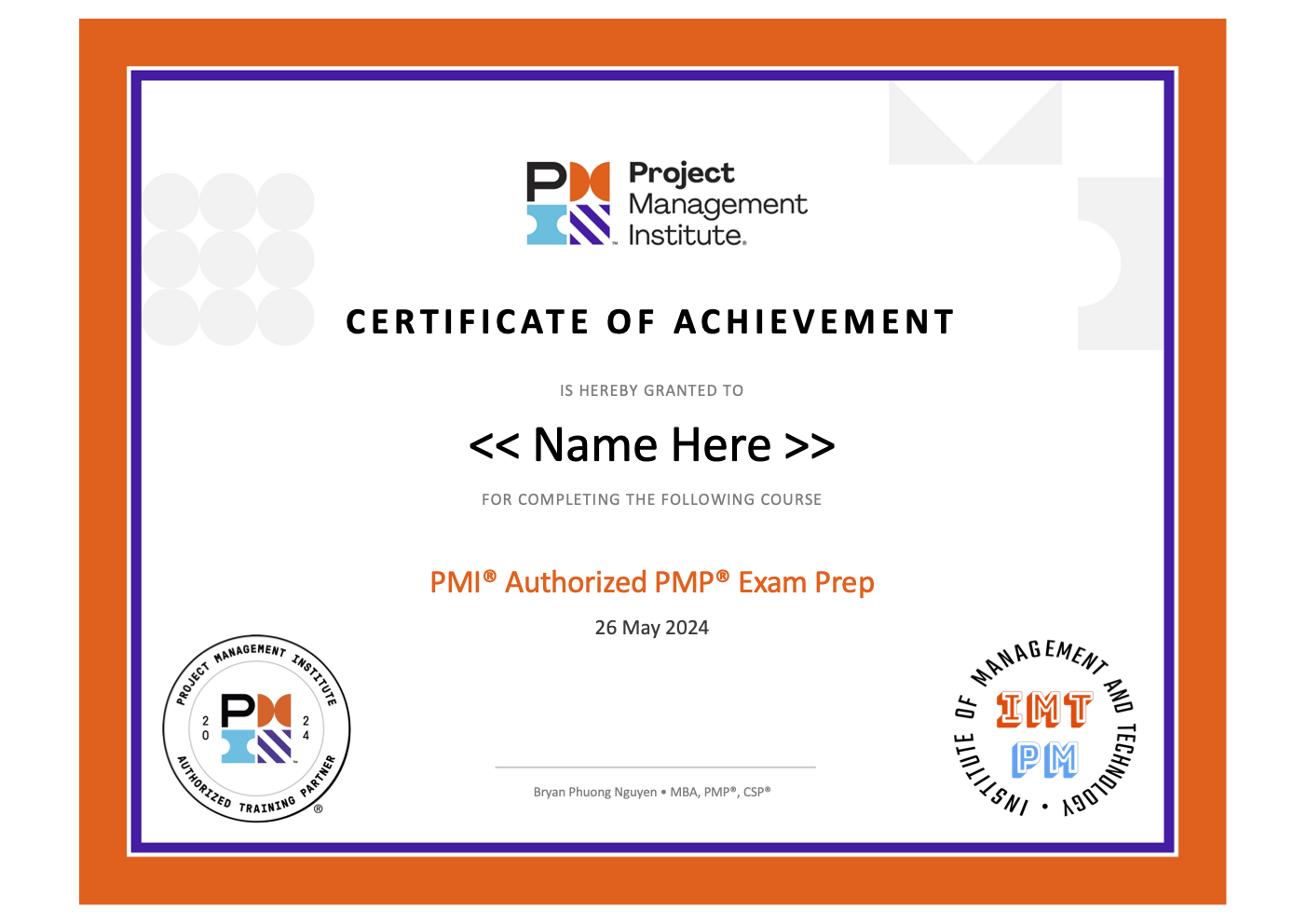PMI® Authorized PMP® Exam Prep Course Syllabus - IMT-PM